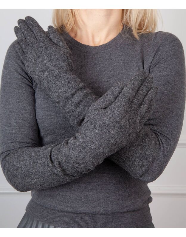 Long Grey Angora Wool Gloves For Women Online